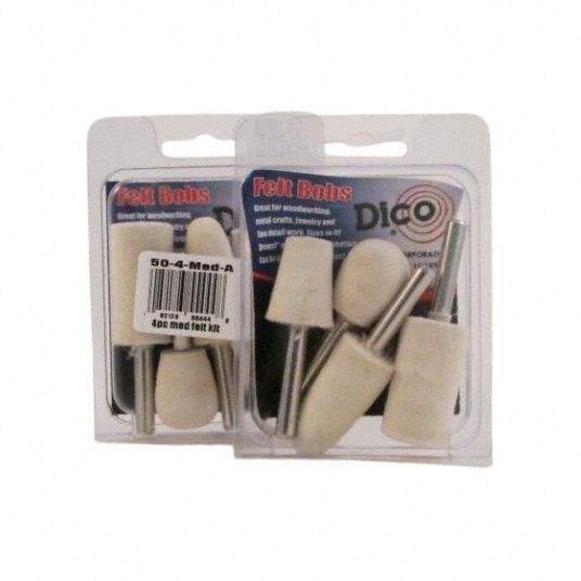 DICO, 1/4 in Shank Dia, 4 Pieces, Piece Hard felt Bob kit with 1/Mand ...