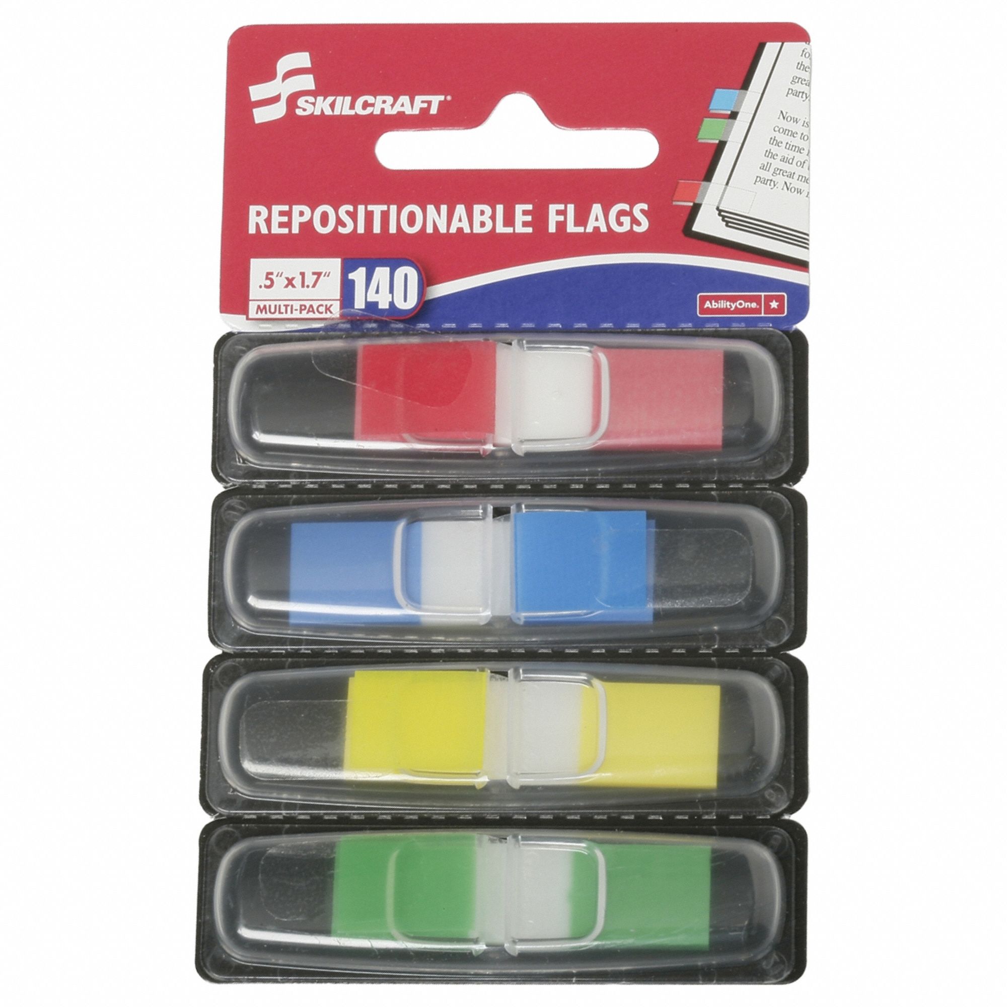 SKILCRAFT, Assorted Bright, 140 Sheets per Pad, Sticky Flags - 803TD3 ...