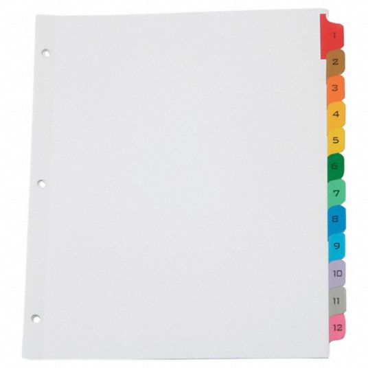 SKILCRAFT, Blank, 12 Tabs, Index Tabs - 803TE8|7530-01-621-5258 - Grainger