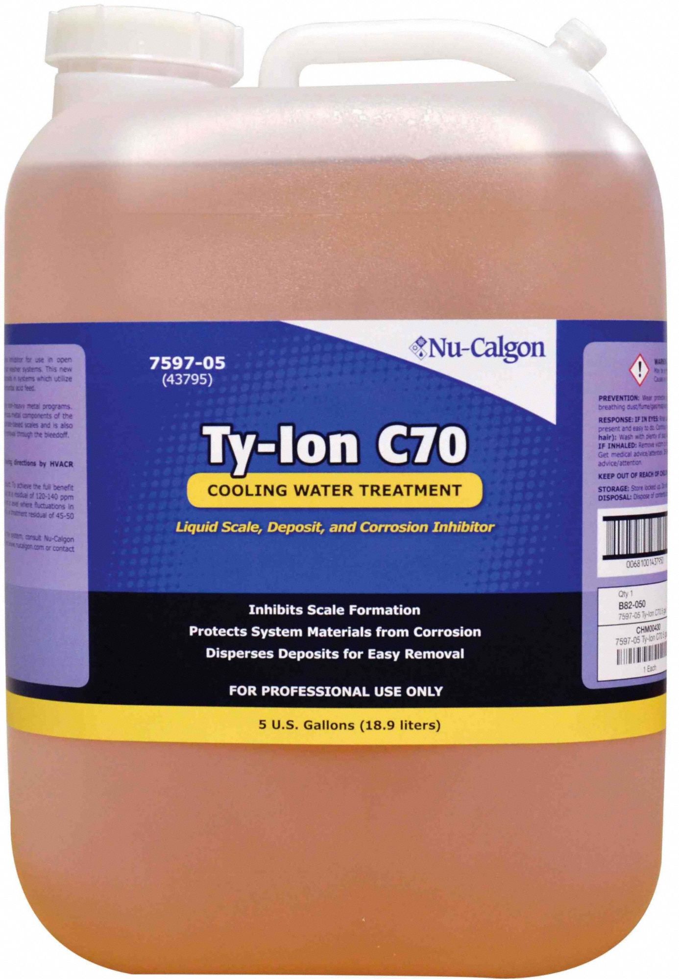 NU-CALGON, Ty-Ion C70, 15 gal, Scale Inhibitor - 809NC7|7597-P3 - Grainger
