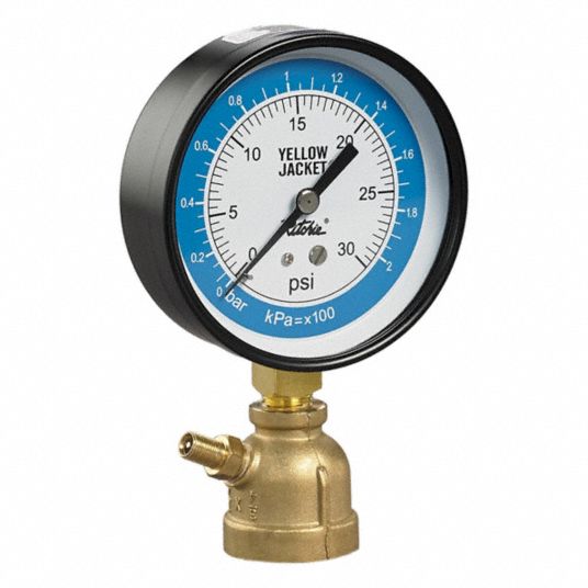 YELLOW JACKET, Gas Line Pressure Test Kit, 0 psi to 30 psi, Gas ...
