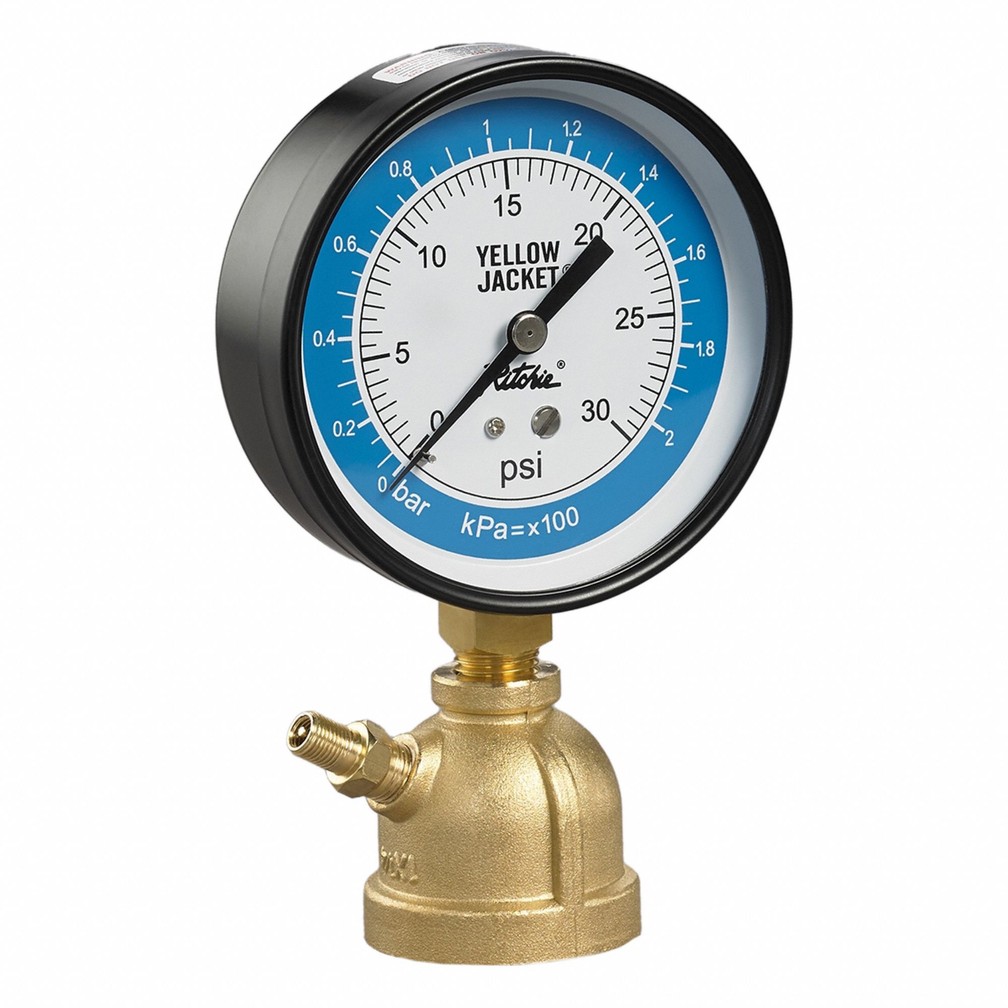 YELLOW JACKET, Gas Line Pressure Test Kit, 0 psi to 30 psi, Gas ...