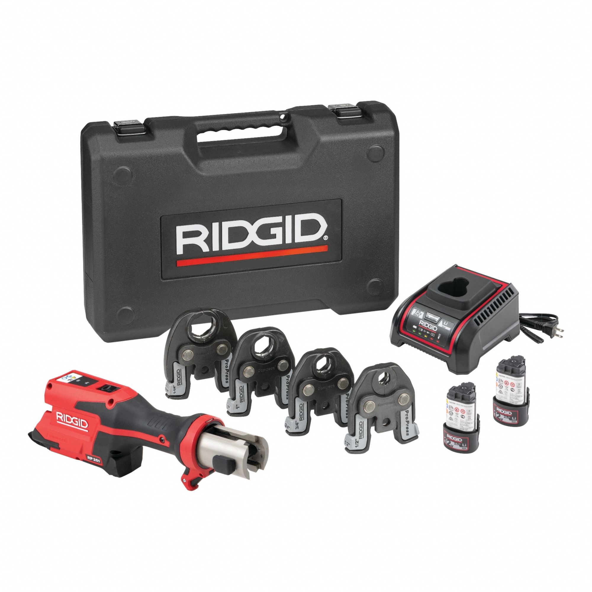 RIDGID, 12V, Compact, Cordless Press Tool Kit - 841U83|78148 - Grainger