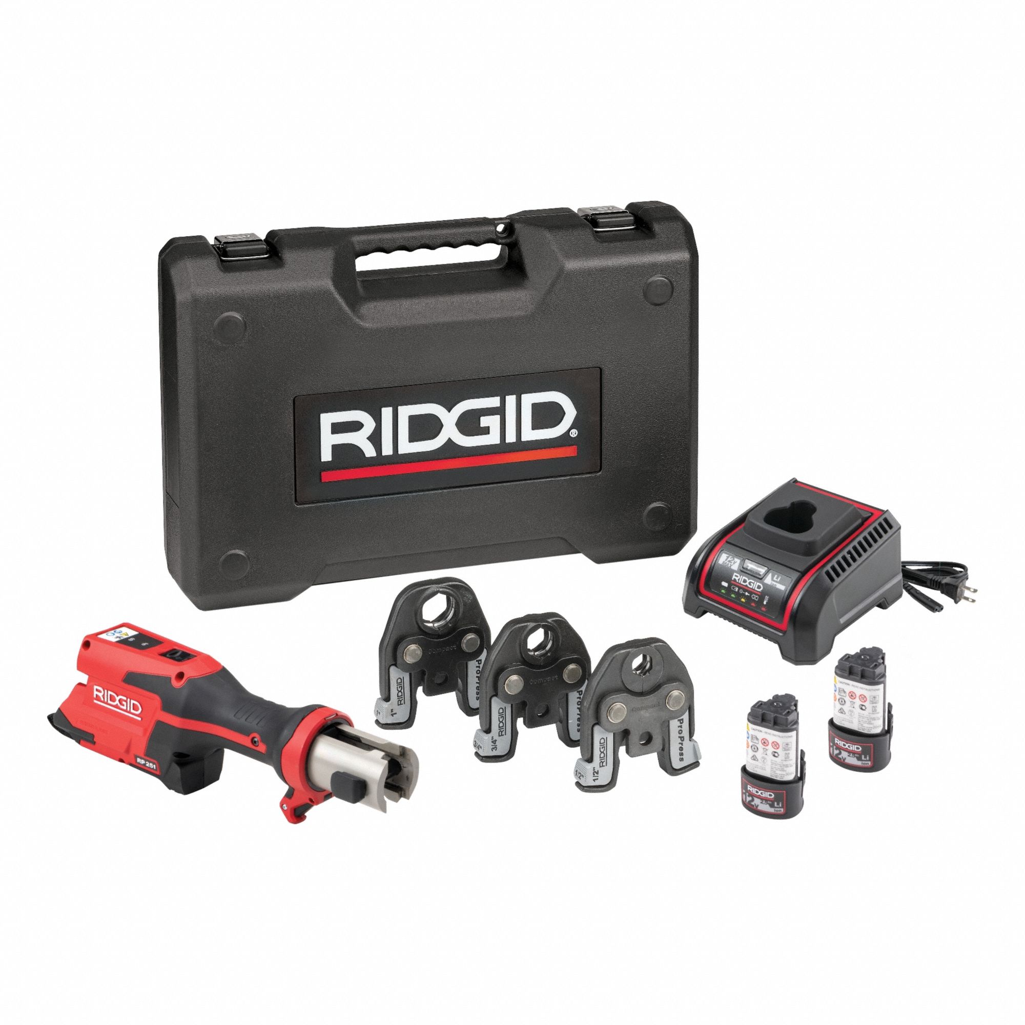 RIDGID, 12V, Compact, Cordless Press Tool Kit - 841U84|78158 - Grainger