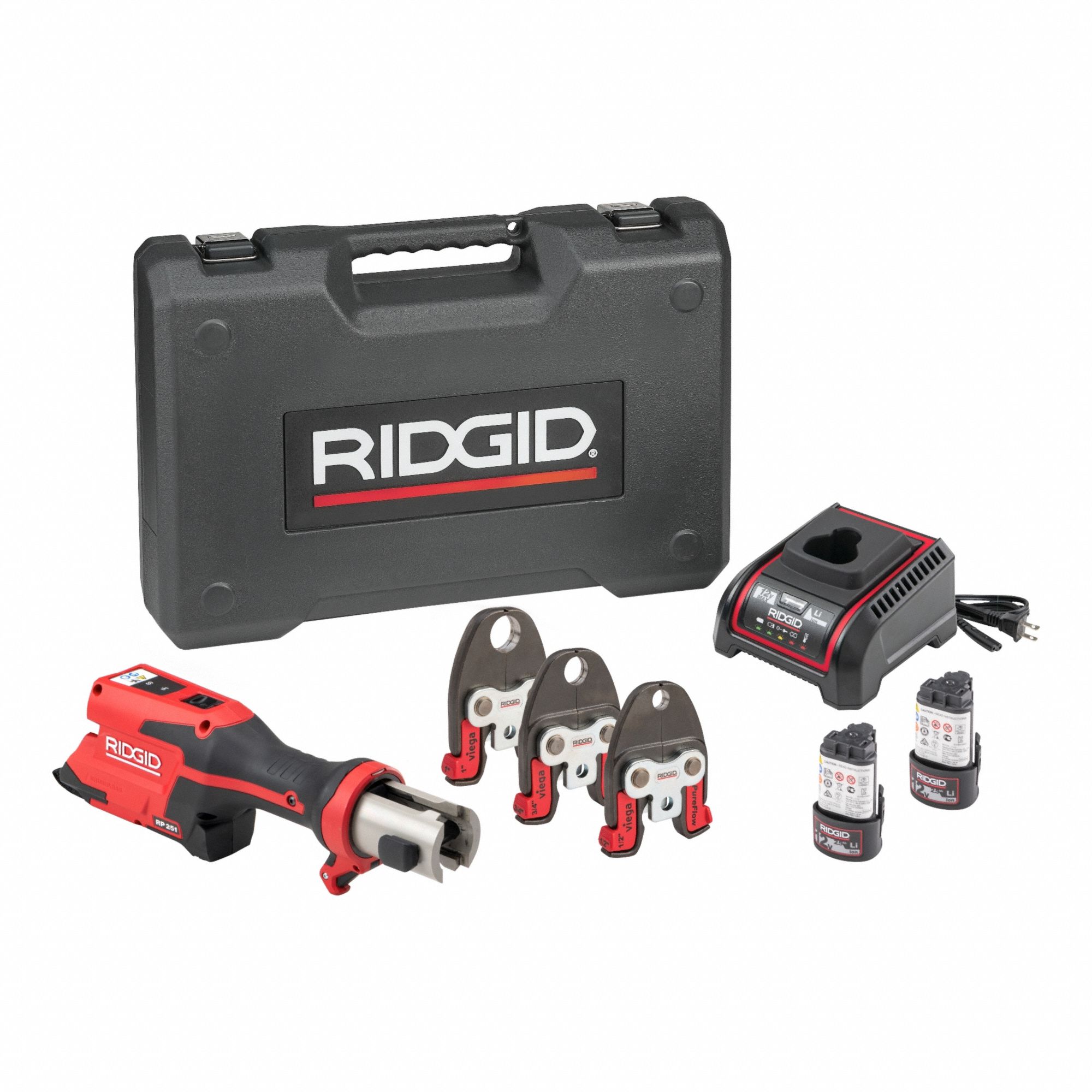 RIDGID, 12V, Compact, Cordless Press Tool Kit - 841U85|78168 - Grainger