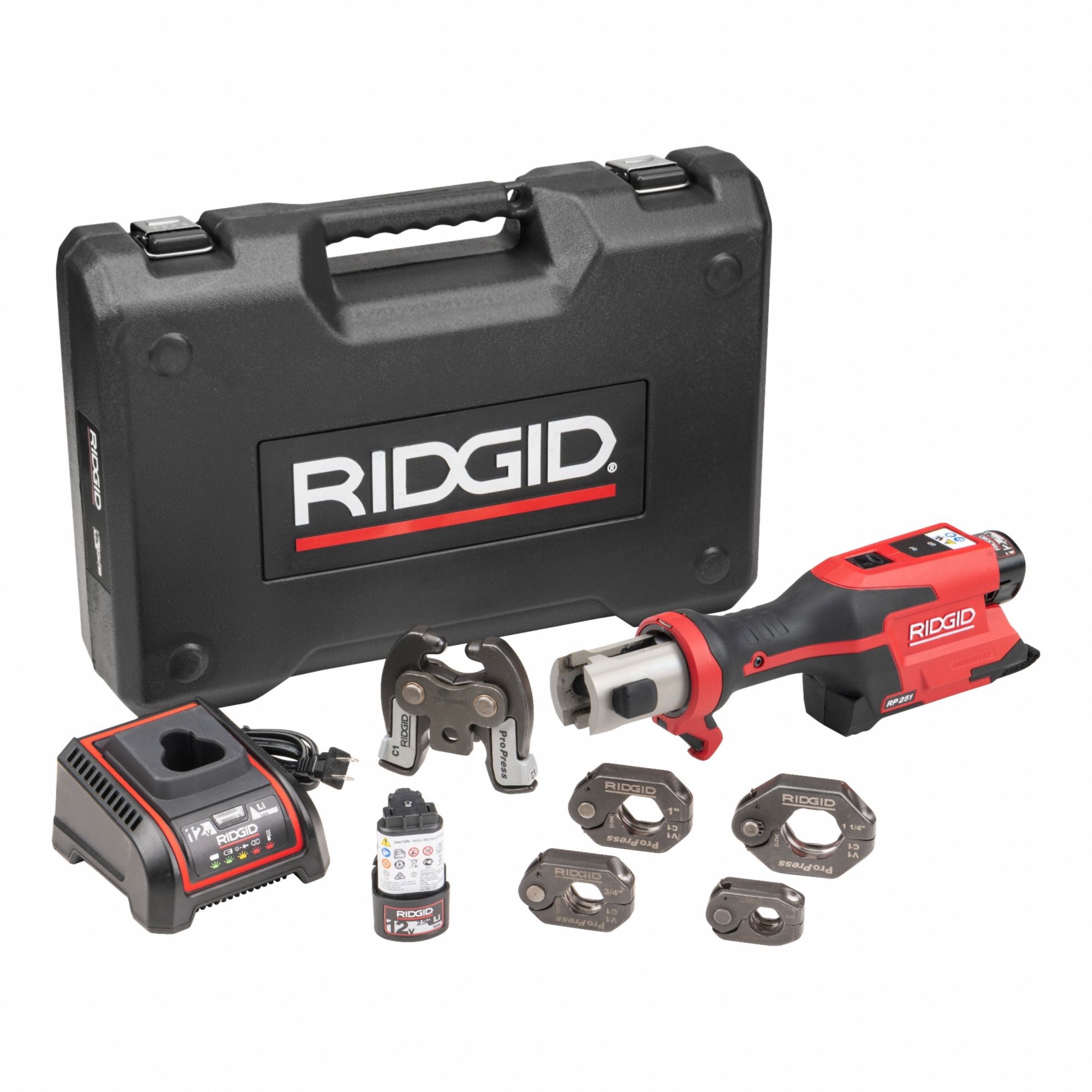 RIDGID, 12V, Compact, Cordless Press Tool Kit - 841U88|78238 - Grainger