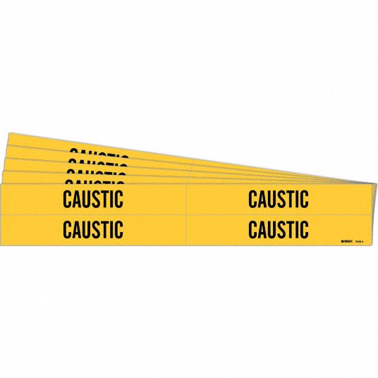 Caustic, Yellow, Pipe Marker - 781VA9|7040-4-PK - Grainger