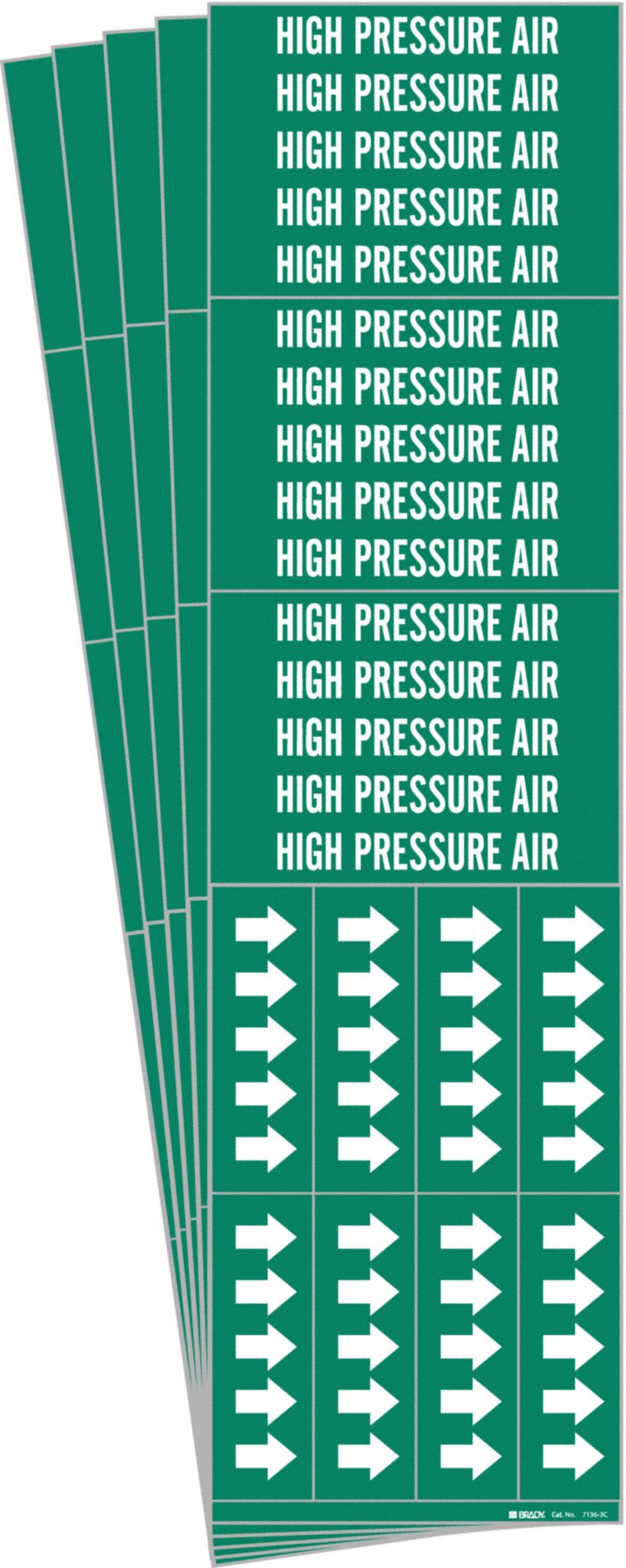 High Pressure Air, Green, Pipe Marker - 781VU6|7136-3C-PK - Grainger