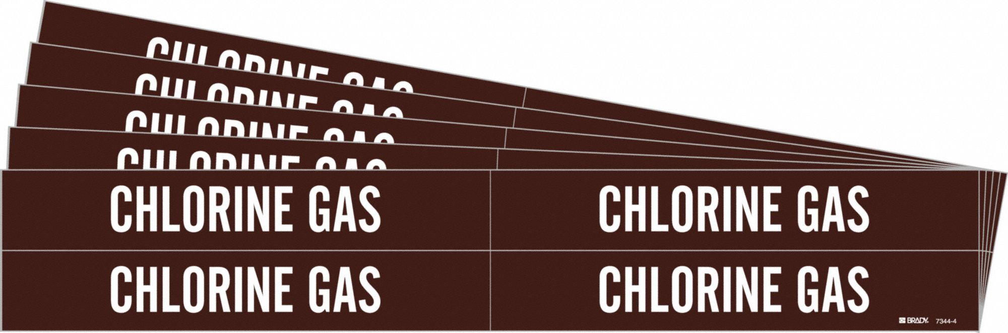 Chlorine Gas, Brown, Pipe Marker - 781WZ2|7344-4-PK - Grainger