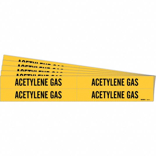 Acetylene Gas, Yellow, Pipe Marker - 781WZ5|7001-4-PK - Grainger
