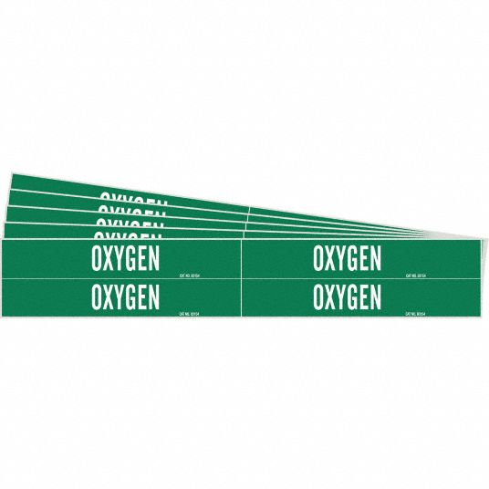 Oxygen, Green, Pipe Marker - 781X17|7210-4-PK - Grainger