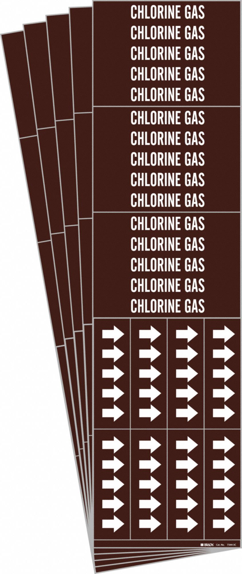 Chlorine Gas, Brown, Pipe Marker - 781X25|7344-3C-PK - Grainger