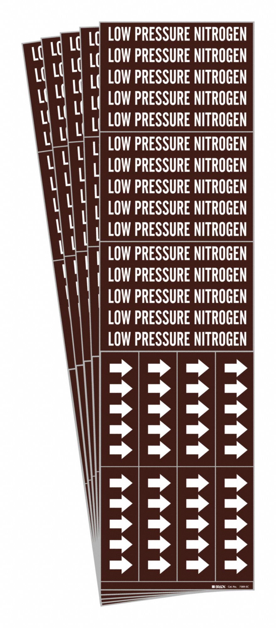 Low Pressure Nitrogen, Brown, Pipe Marker - 781XE5|7389-3C-PK - Grainger