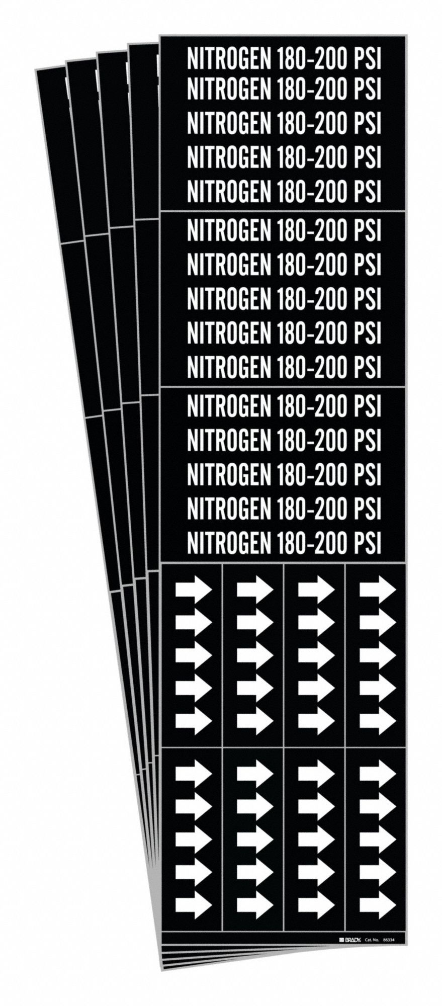 Nitrogen 180-200 PSI, Black, Pipe Marker - 781XN9|86334-PK - Grainger