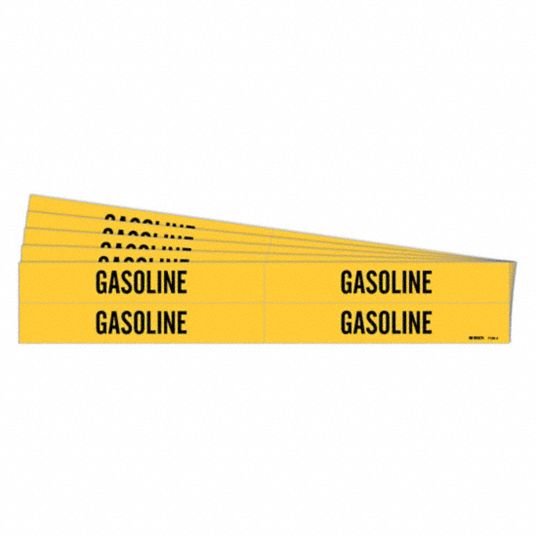 Gasoline, Yellow, Pipe Marker - 781XZ9|7120-4-PK - Grainger