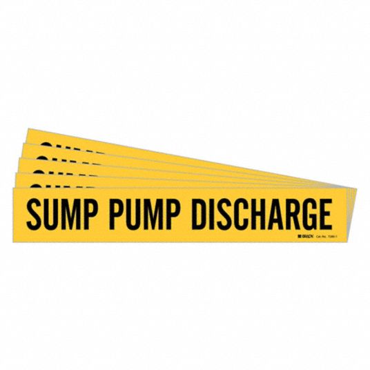 Sump Pump Discharge, Yellow, Pipe Marker - 781Y10|7280-1-PK - Grainger