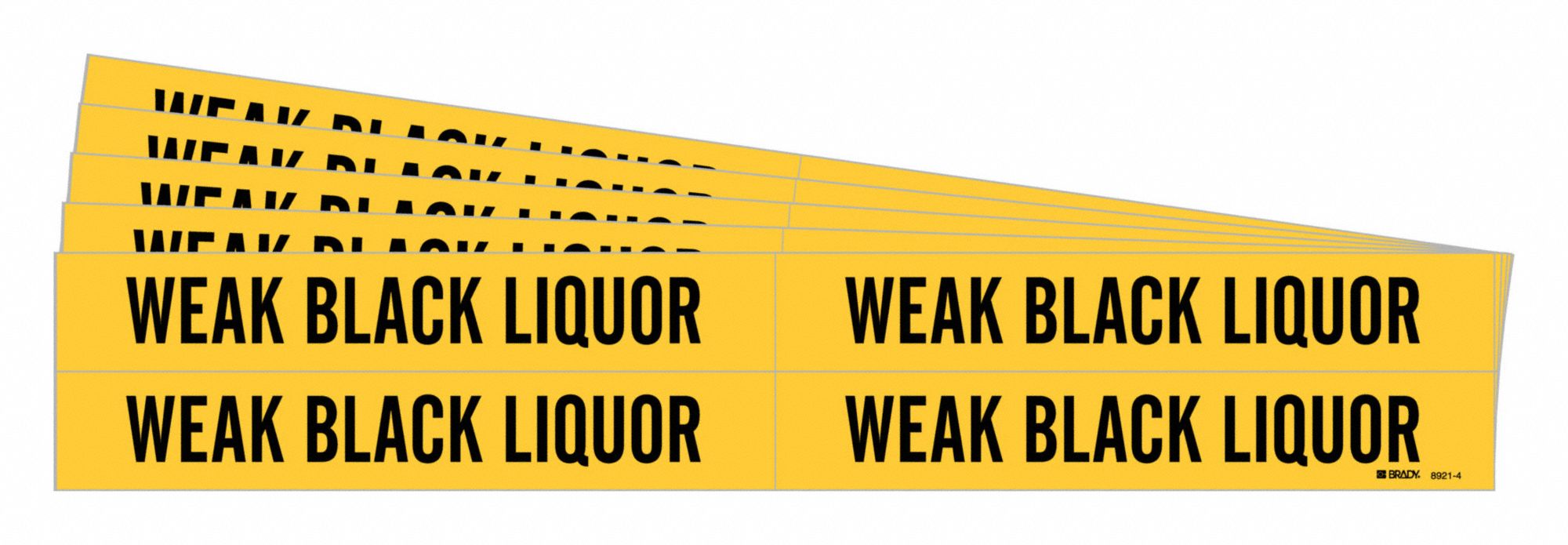 Weak Black Liquor, Yellow, Pipe Marker - 781Y68|8921-4-PK - Grainger