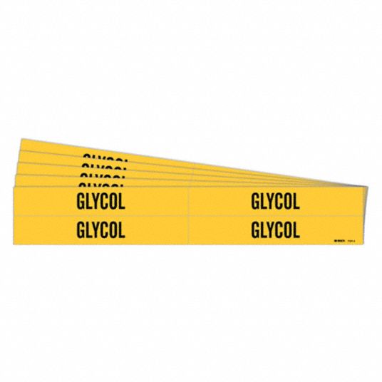 Glycol, Yellow, Pipe Marker - 781YR9|7121-4-PK - Grainger