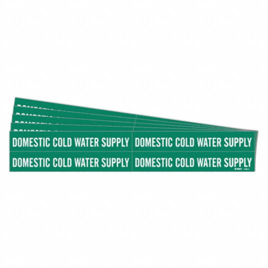 Domestic Cold Water Supply, Green, Pipe Marker - 781Z72|7086-4-PK ...