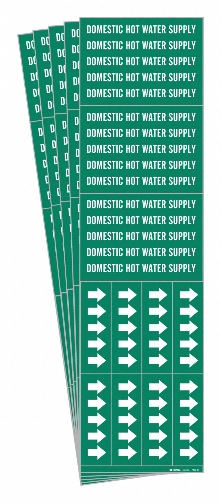 Domestic Hot Water Supply, Green, Pipe Marker - 781ZR5|7352-3C-PK ...