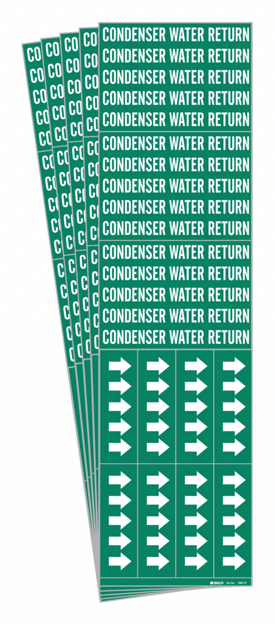 Condenser Water Return, Green, Pipe Marker - 781ZW7|7068-3C-PK - Grainger