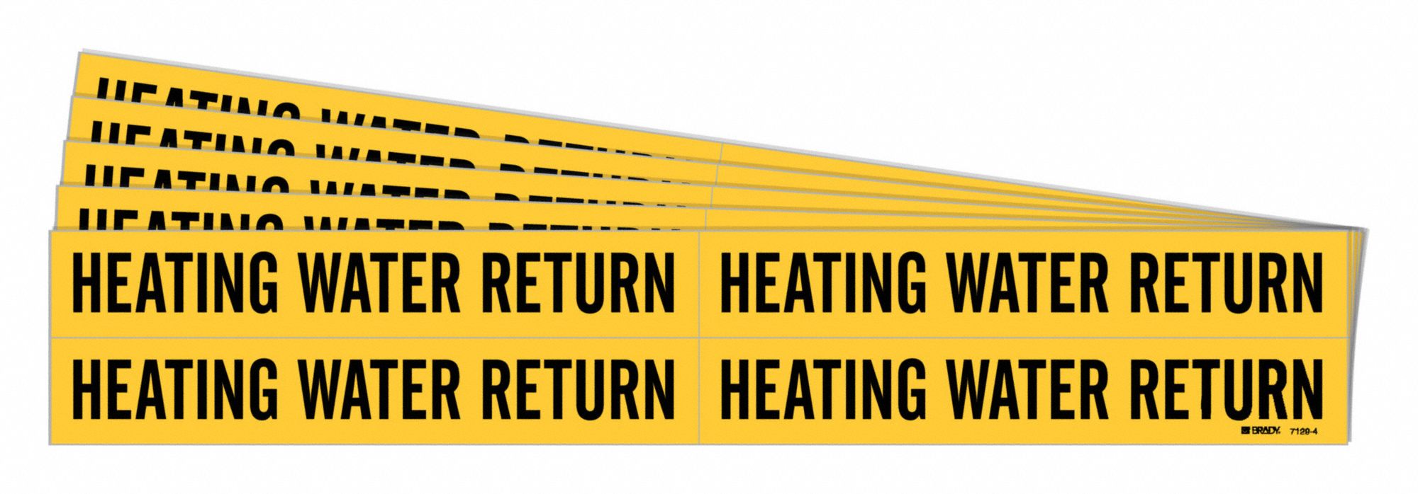 Heating Water Return, Yellow, Pipe Marker - 781ZX9|7129-4-PK - Grainger