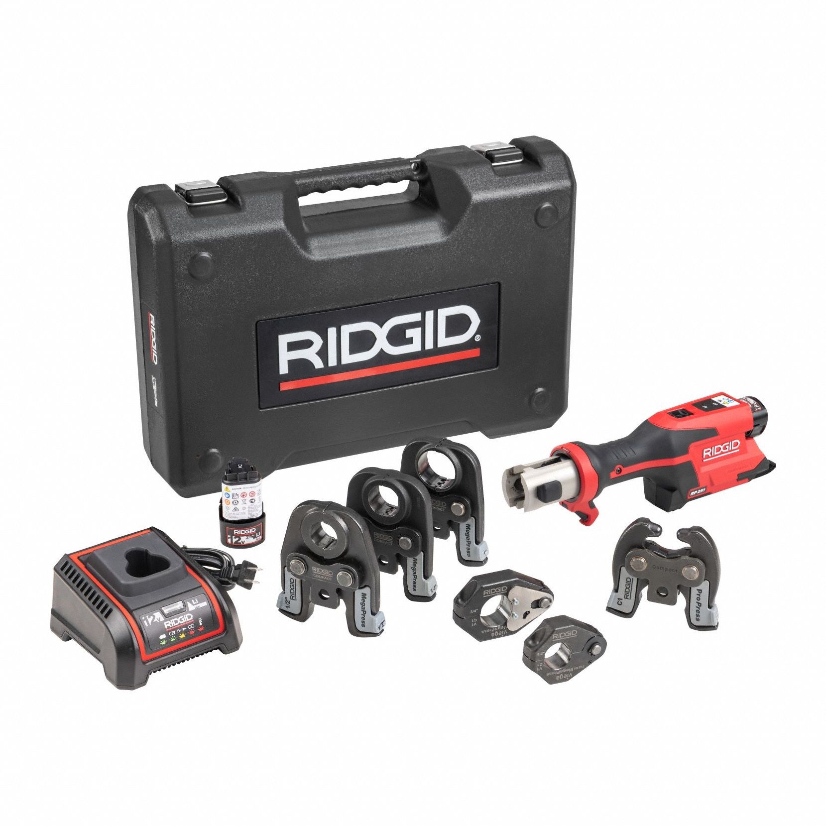 RIDGID, 12V, Compact, Cordless Press Tool Kit - 841U91|78208 - Grainger