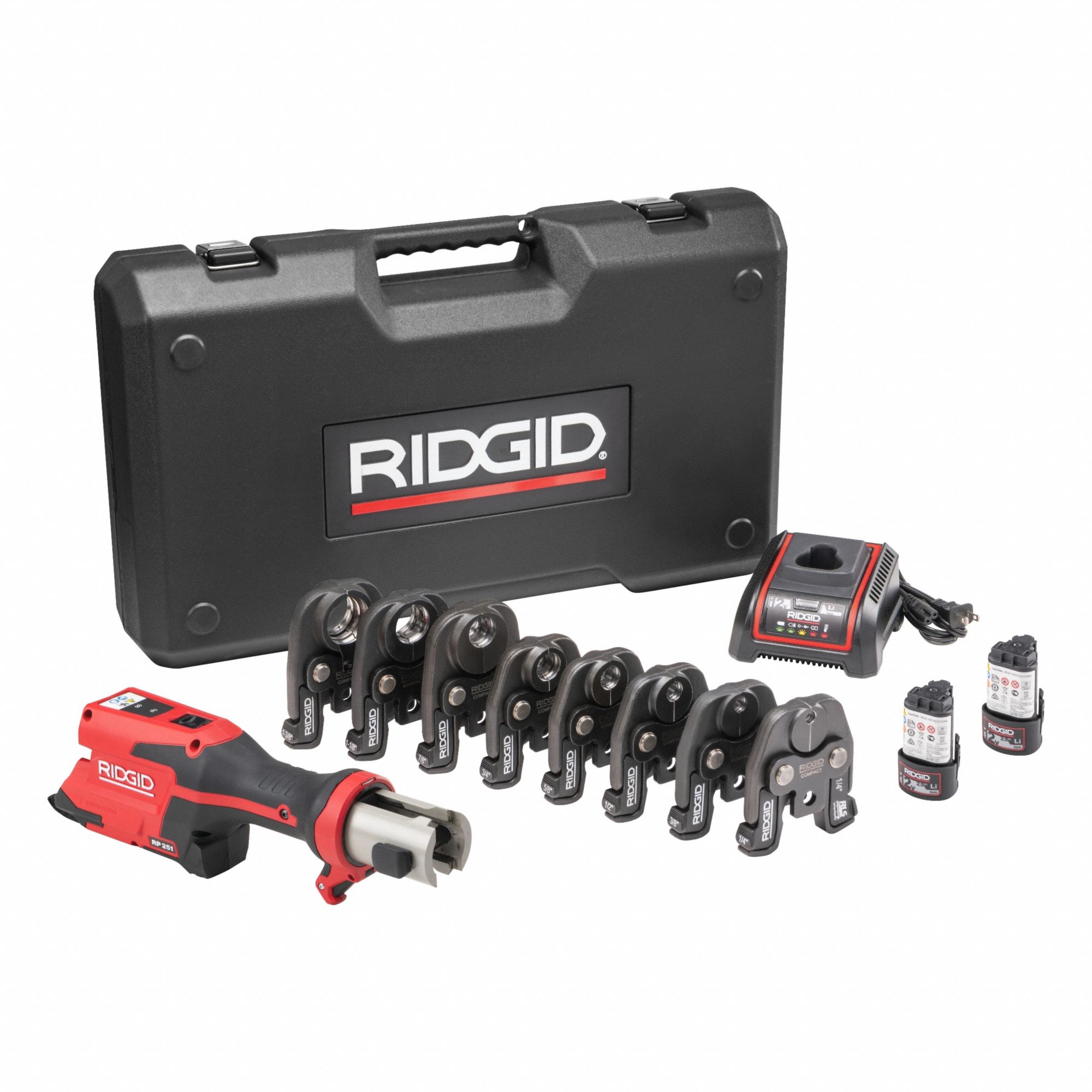 RIDGID, 12V, Compact, Cordless Press Tool Kit - 841U92|78218 - Grainger