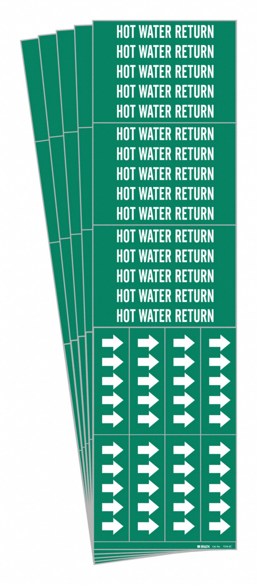 Hot Water Return, Green, Pipe Marker - 782A36|7376-3C-PK - Grainger