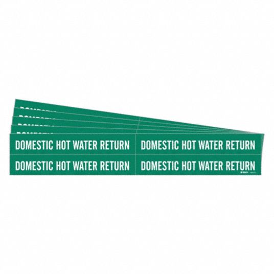 Domestic Hot Water Return, Green, Pipe Marker - 782AC5|7351-4-PK - Grainger