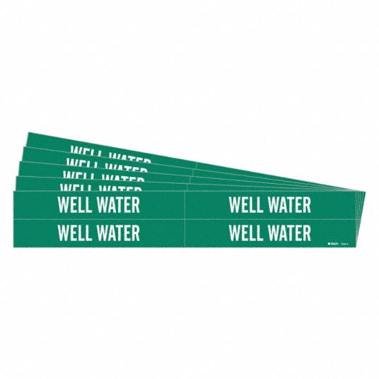 Well Water, Green, Pipe Marker - 782F29|7305-4-PK - Grainger