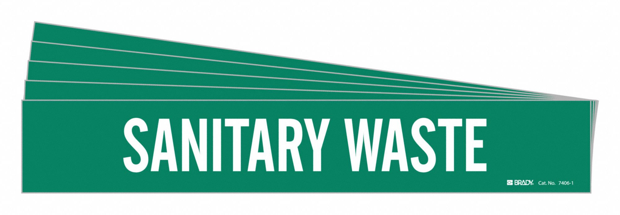 Sanitary Waste, Green, Pipe Marker - 782F85|7406-1-PK - Grainger