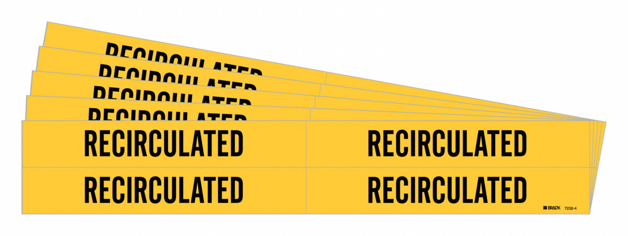 Recirculated, Yellow, Pipe Marker - 782FY5|7232-4-PK - Grainger