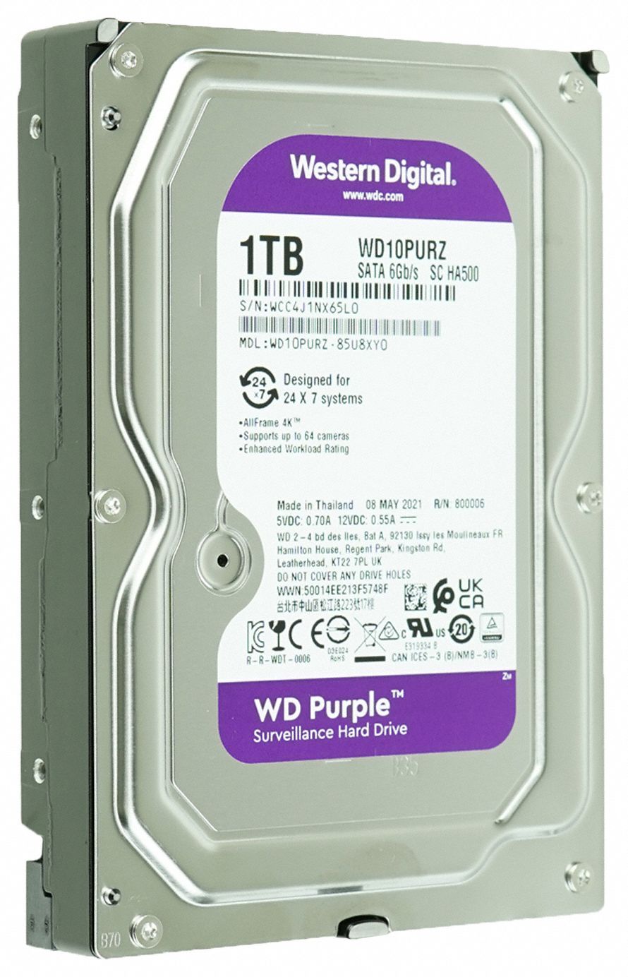WDC, 1 TB Hard Drive, Surveillance Hard Disk Drive, WD Purple 1TB ...
