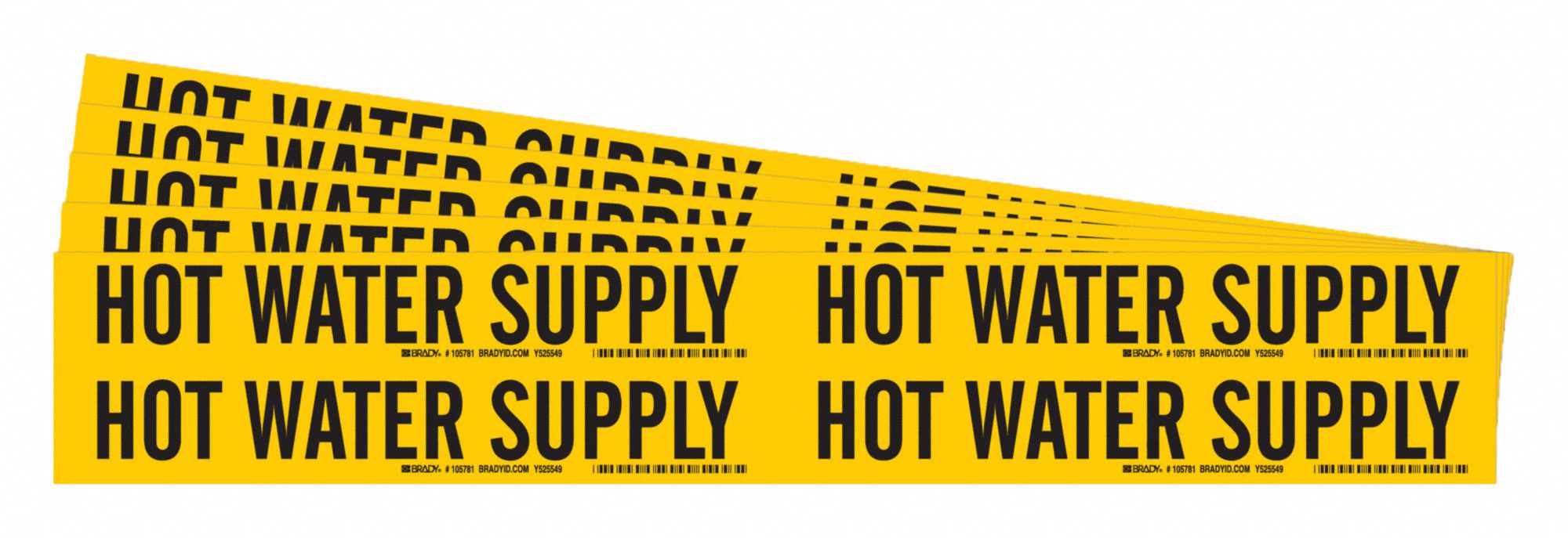 Hot Water Supply, Yellow, Pipe Markers - 783A76|105781-PK - Grainger