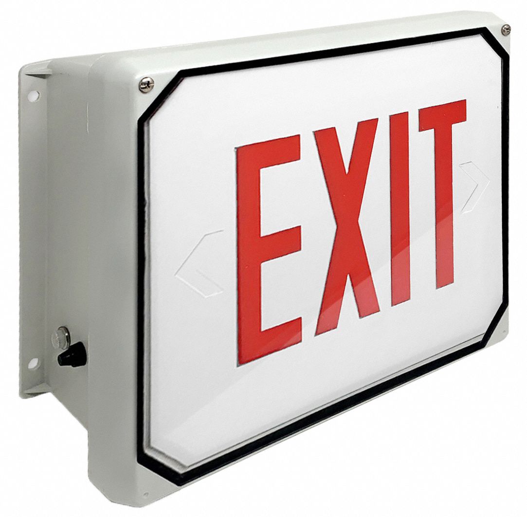 With Battery Backup, Red, NEMA 4X Exit Sign - 783HN8|E4XL1RW - Grainger