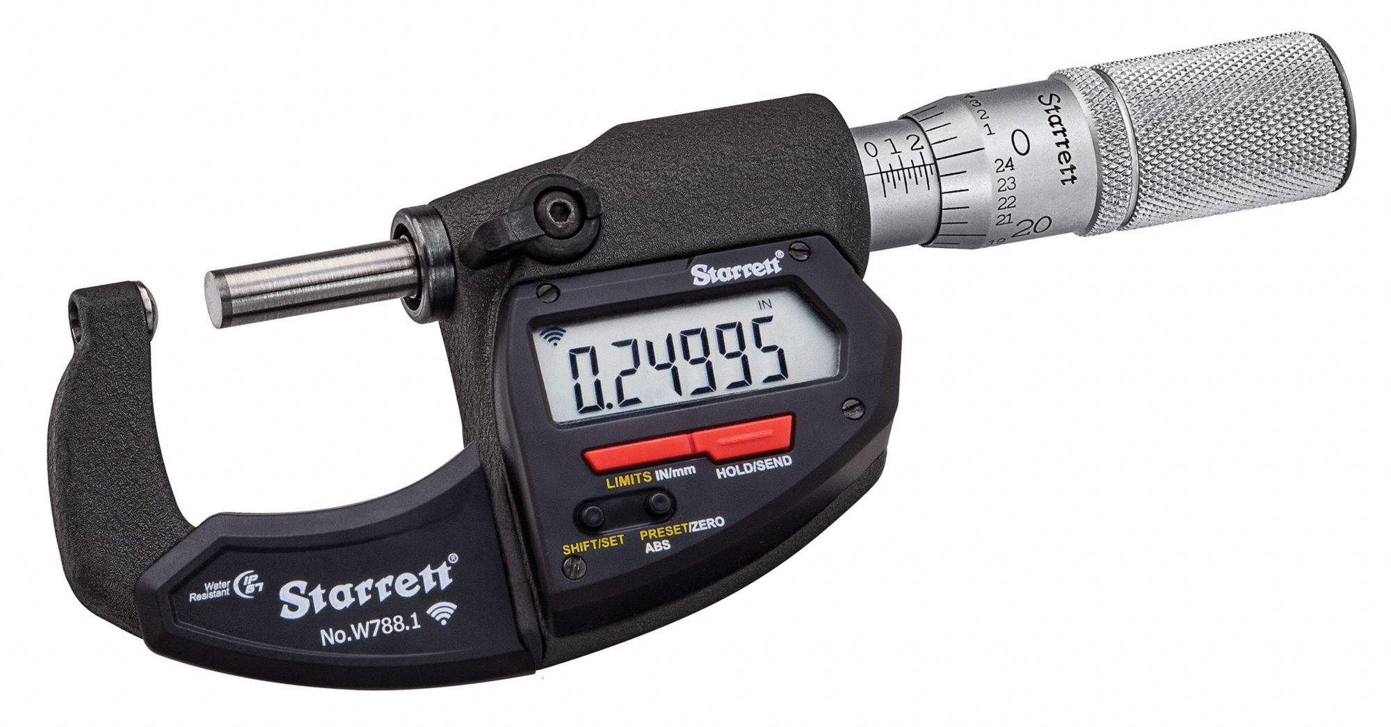 STARRETT, 0.0005 in to 1 in /0.001 mm to 25 mm, Digital, Wireless ...