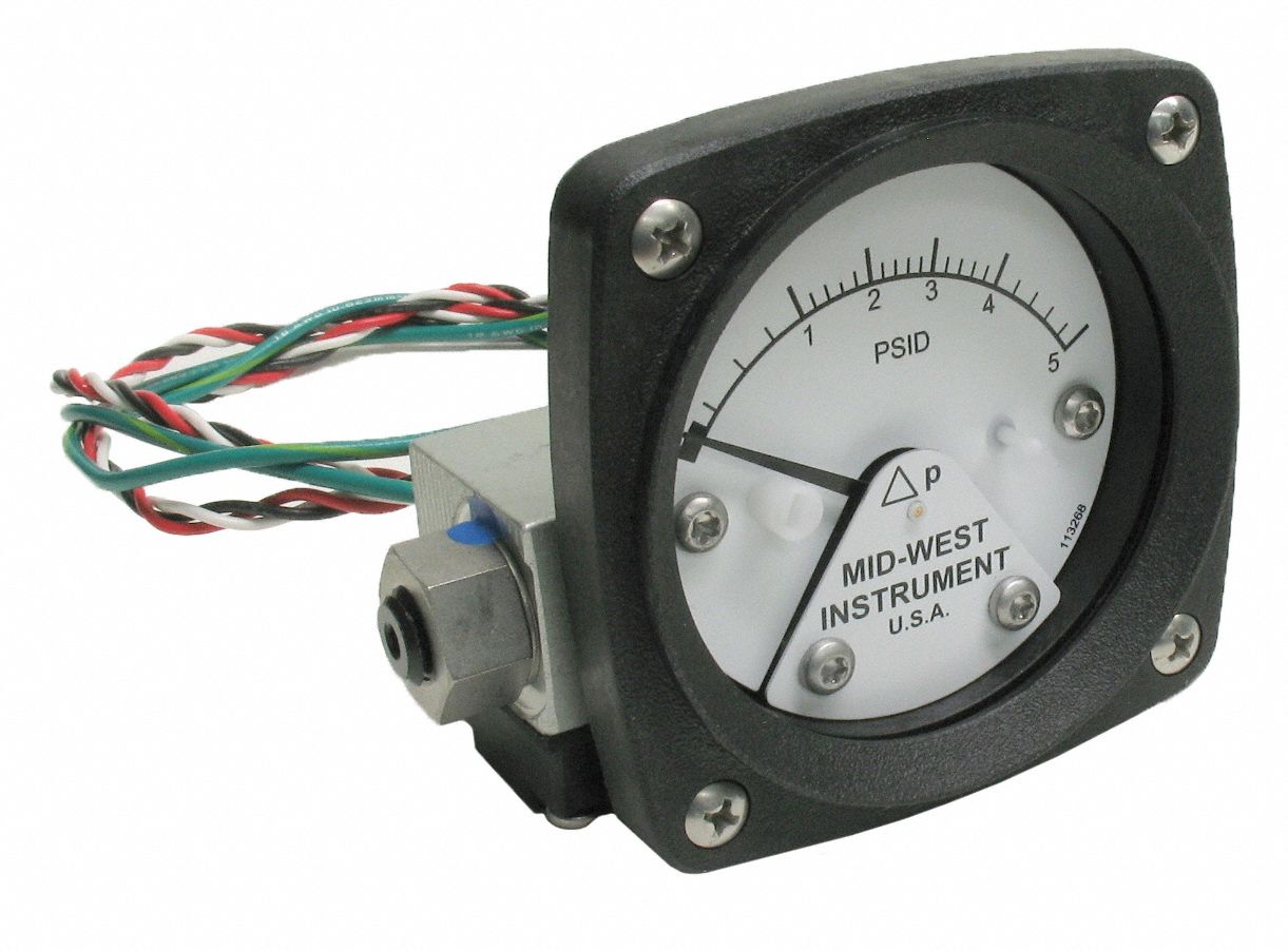 MIDWEST INSTRUMENT, Back, 1/4 in NPT Female, Differential Pressure ...