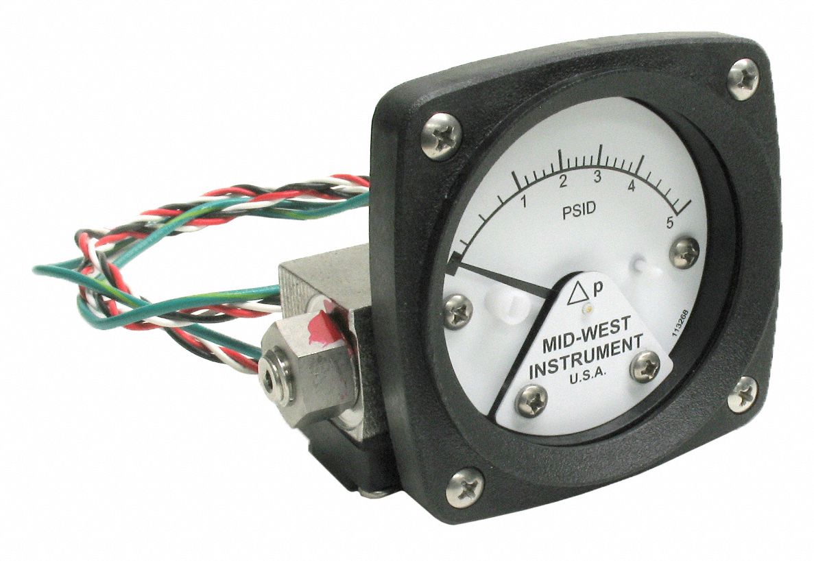 MIDWEST INSTRUMENT, Back, 1/4 in NPT Female, Differential Pressure ...