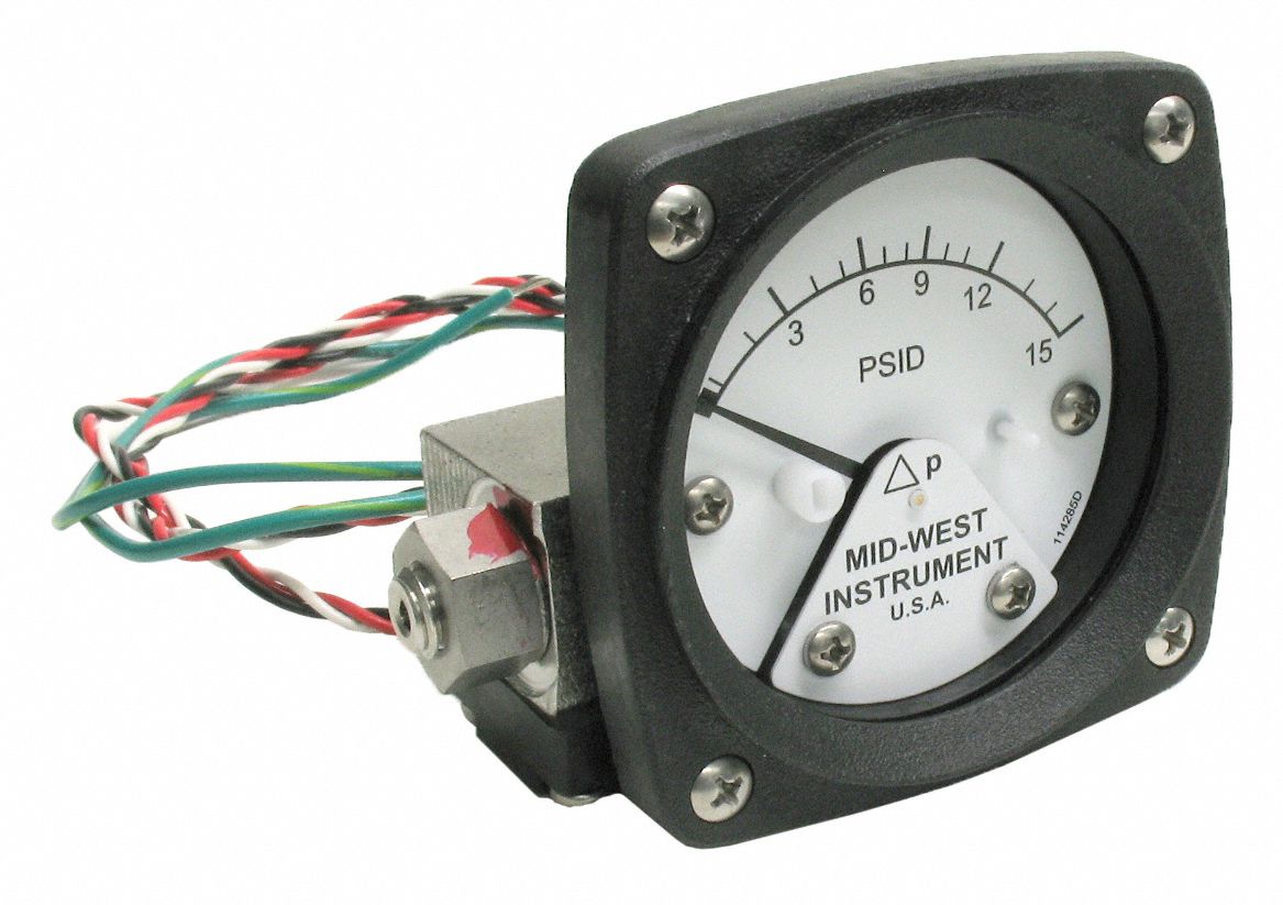 MIDWEST INSTRUMENT, Back, 1/4 in NPT Female, Differential Pressure ...
