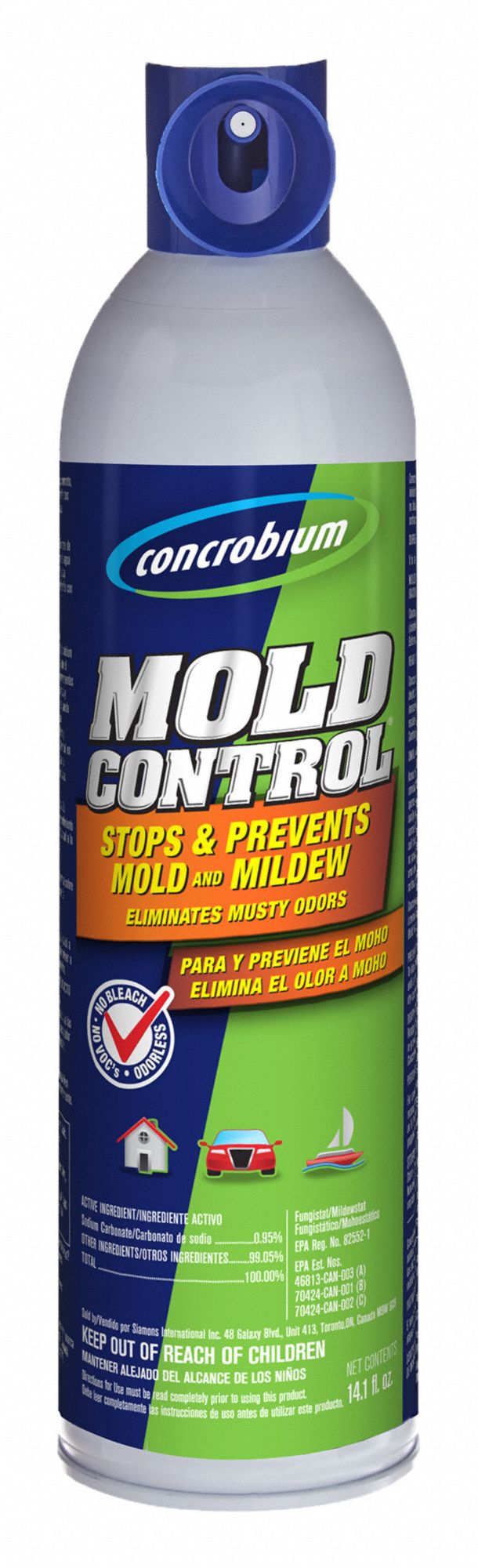 CONCROBIUM, Aerosol Spray Can, 14.1 oz Container Size, Mold Control ...