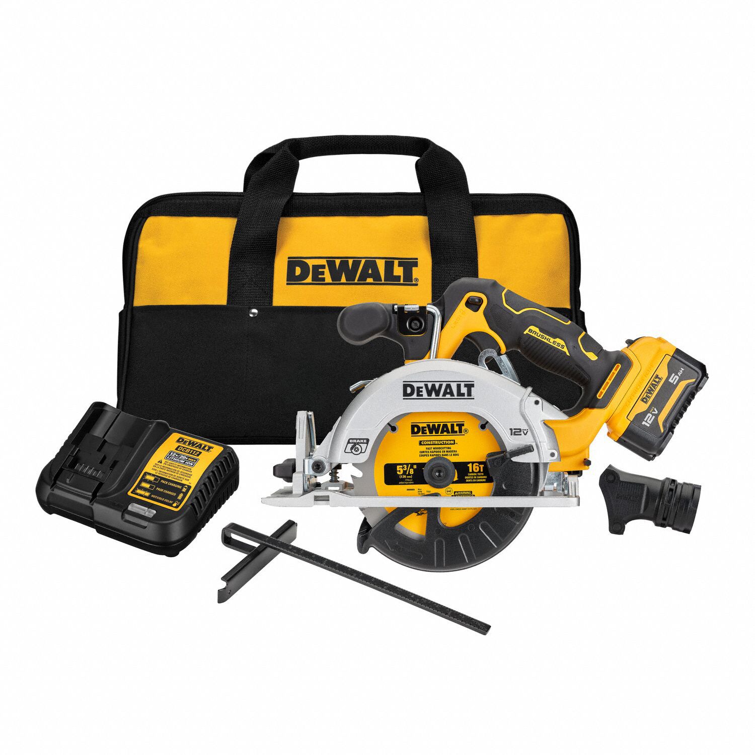 DEWALT, 5 3/8 in Blade Dia., Left, Circular Saw Kit - 784K56|DCS512J1 ...