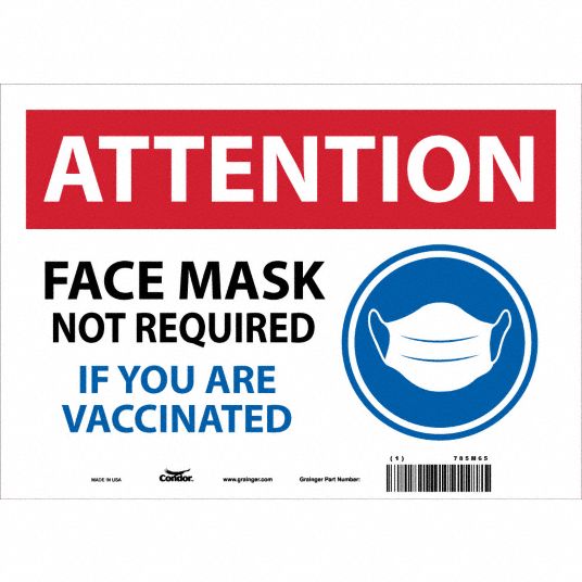 10 in x 14 in Nominal Sign Size, 0.006 in Thick, Face Mask Safety Sign ...