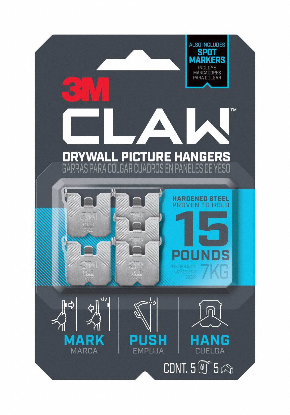 3M, Self-Adhesive, 15 3/8 lb Wt Capacity, Picture Hanger - 786EJ4 ...
