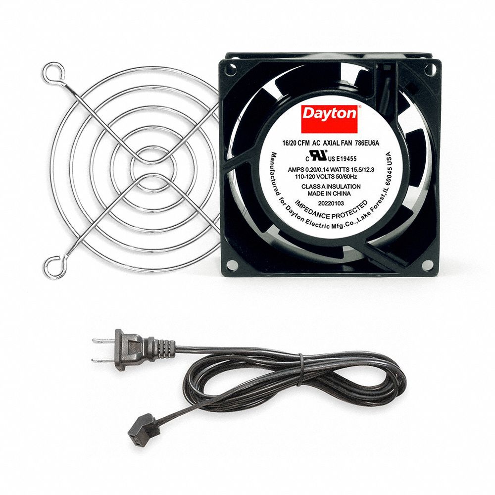 DAYTON, 3 1/8 in Ht, 1 in Dp, Square Axial Fan Kit - 786EU6|786EU6 ...