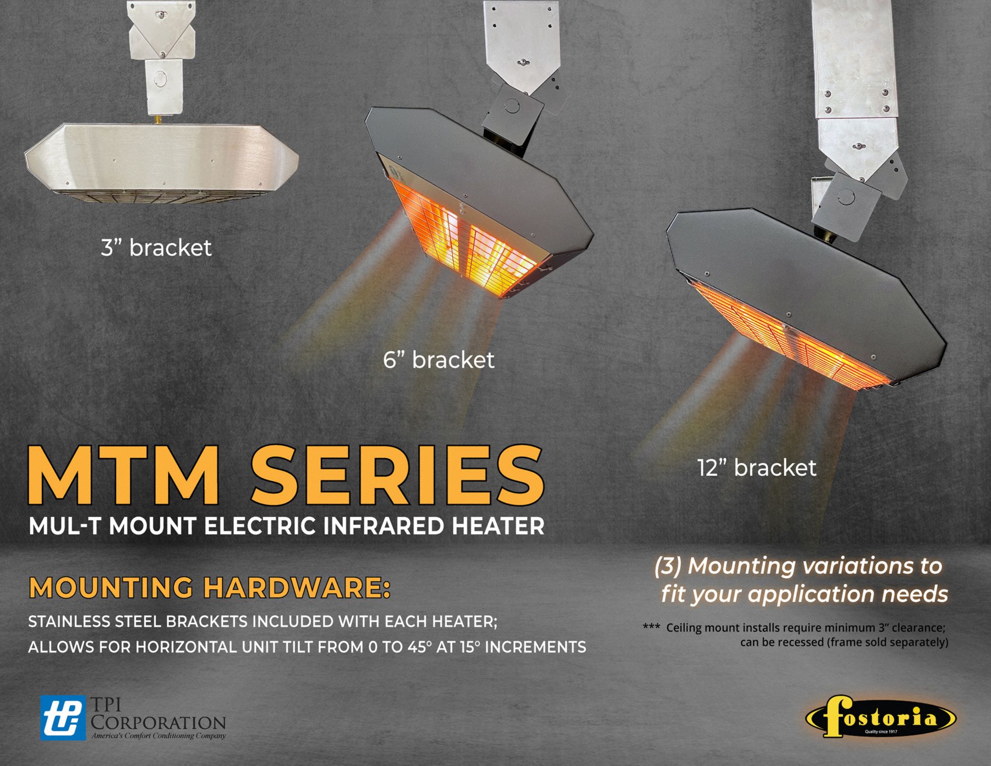 FOSTORIA Infrared Quartz Electric Heater: 10950 W Watt Output, 480 V AC ...