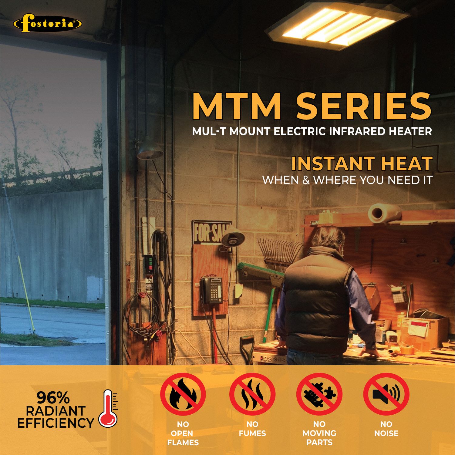 FOSTORIA Infrared Quartz Electric Heater: 4800 W Watt Output, 480 V AC ...