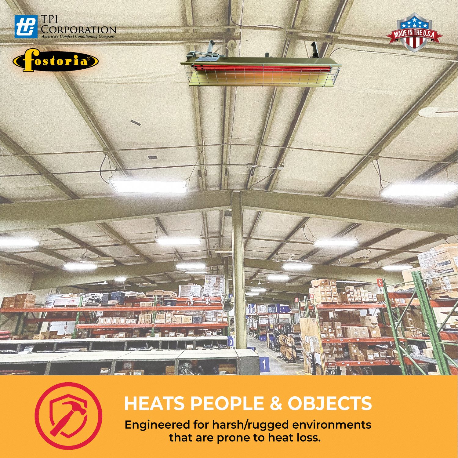 FOSTORIA Infrared Overhead Electric Heater: 3150 W Watt Output, 208 V ...