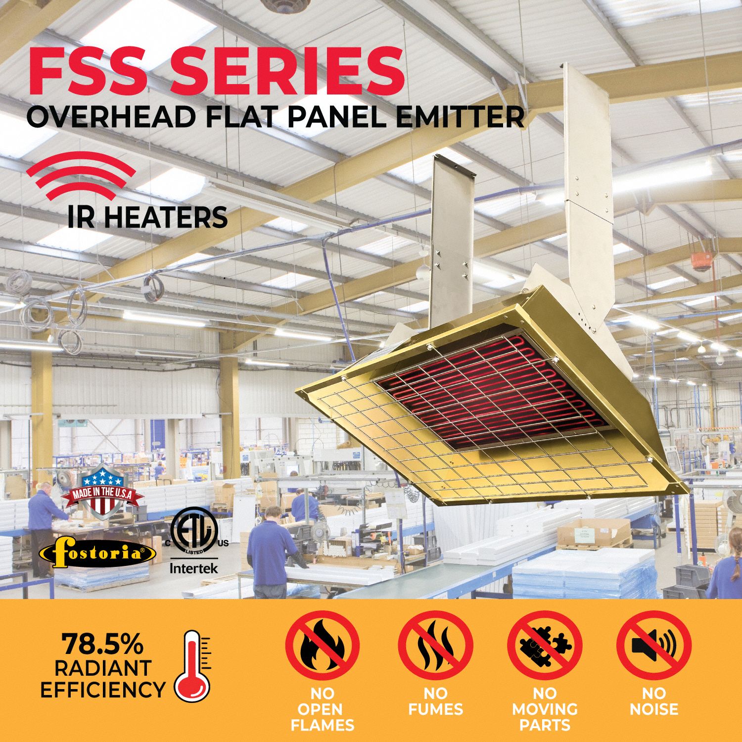 FOSTORIA Infrared Overhead Electric Heater: 4300 W Watt Output, 240 V ...