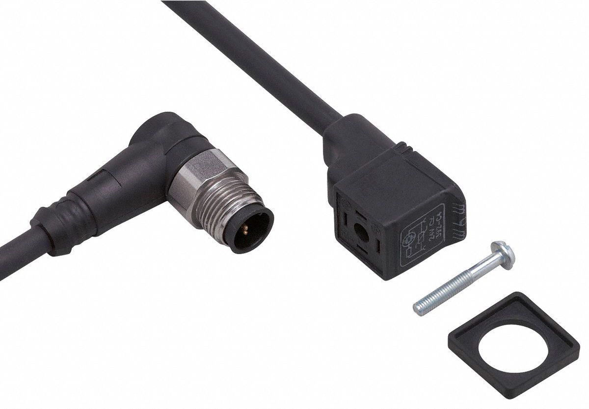 IFM, M12 Male Right Angle x DIN Form C, 2 ft Cable Lg, Patch cable ...